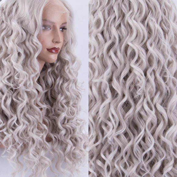 Accessories | May 22 Silver Grey Curly Lacefront Wig Nwt | Poshmark